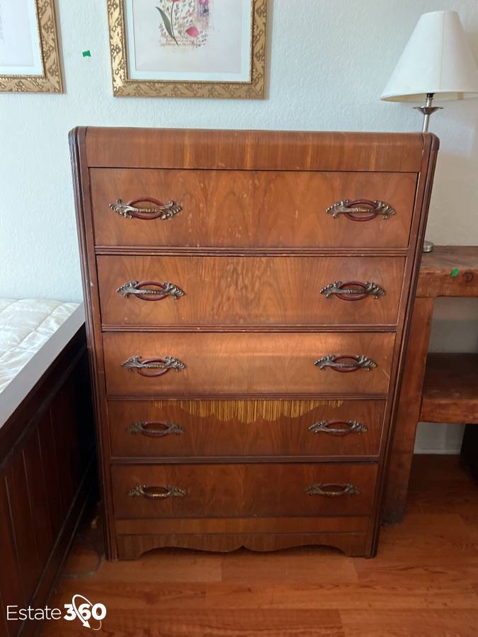 Antique Art Deco Waterfall Style Chest of Drawers