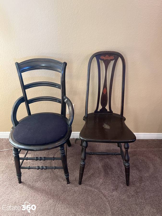 Vintage Phoenix Chair Company Chair and Vintage Wood Cushioned Chair