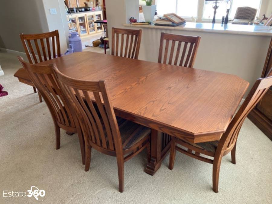 Richardson Brothers Co. Mission Style Oak Dining Room Table with 6 Chairs